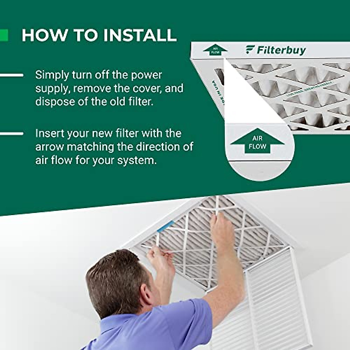 Filterbuy 10x10x1 Air Filter MERV 8 Dust Defense (4-Pack), Pleated HVAC AC Furnace Air Filters Replacement (Actual Size: 9.50 x 9.50 x 0.75 Inches)