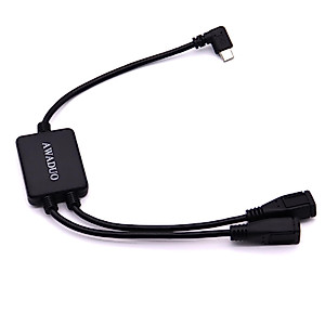 AWADUO 90 Degree Micro USB Male to Female Splitter 1 in 2 Out,Micro USB 1 to 2 Y Splitter Cable High Speed Charging Cable 30cm Length