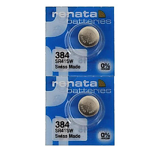 Renata 384 SR41SW Batteries - 1.55V Silver Oxide 384 Watch Battery (2 Count)