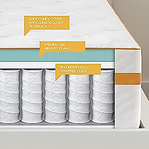 Simmons - Hybrid Gel Memory Foam Mattress - 12 Inch, King Size, Plush Feel, Individually Wrapped Coils, Moisture Wicking Cover, CertiPur-US Certified, 100-Night Trial