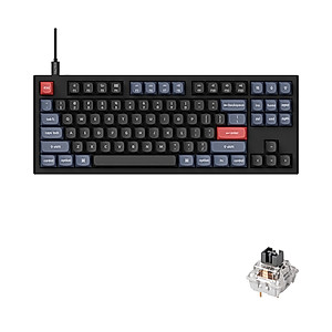 Keychron Q3 Wired Custom Mechanical Keyboard with Hot-swappable K Pro Silver Switch, QMK/VIA Programmable Macro, Full Aluminum Tenkeyless Layout 87 Keys Compatible with Mac Windows Linux (Black)