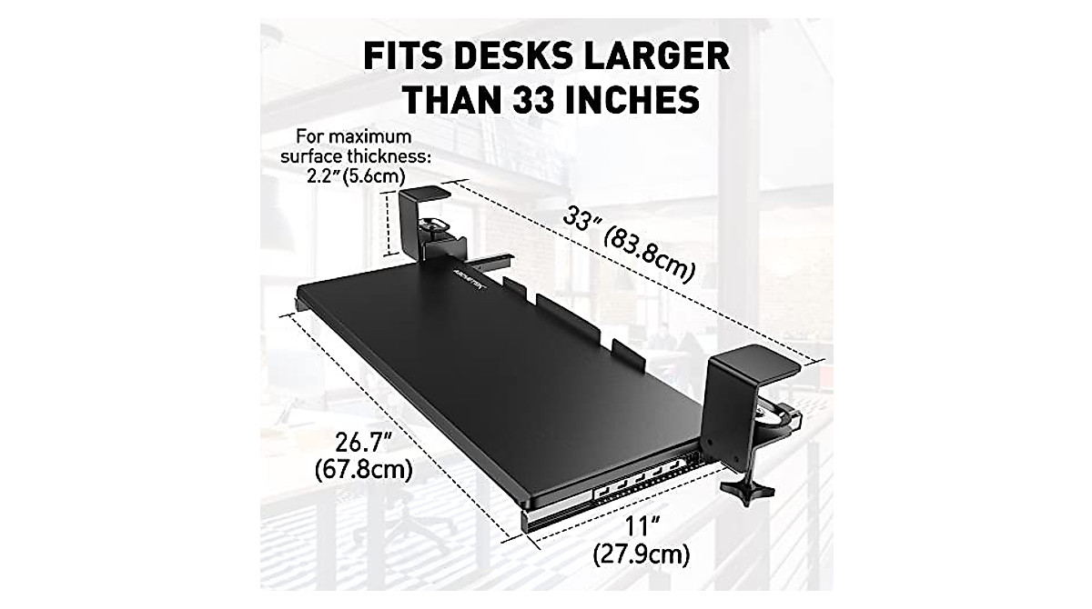 AboveTEK Ergonomic Under Desk Keyboard Tray w/ Clamp
