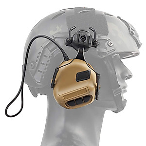 ATAIRSOFT Tactical Headset Unlimited Power Intercom with Microphone Waterproof Hunting Shooting Headphones Earmuff No Noise Reduction Function (Tan)