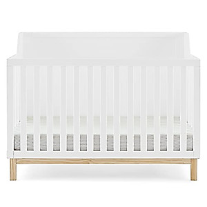 GAP babyGap Oxford 6-in-1 Convertible Crib - Greenguard Gold Certified, Bianca White/Natural