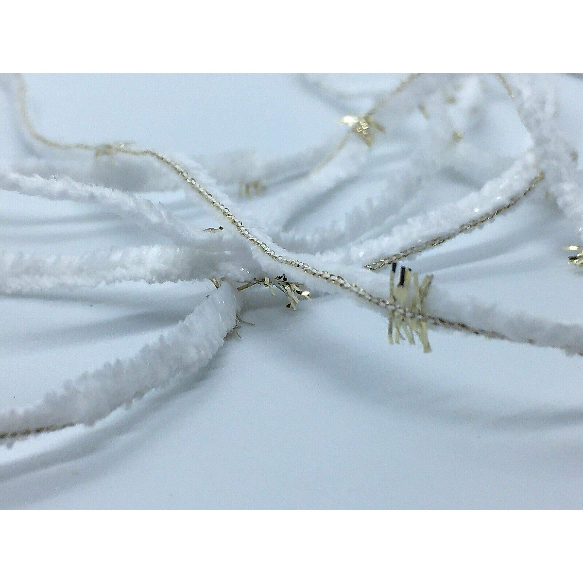 Metallic Accent Chenille Yarn - 50 Grams (1.75 Ounces) 65 Meters (71 Yards) White, Gold