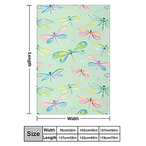 Dragonfly Throw Blanket for Couch Bed Flannel Lap Blanket Lightweight Cozy Plush Blanket for All Seasons 40"x60"