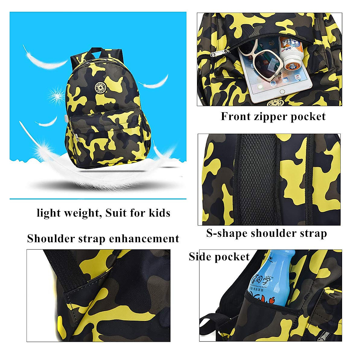 EKUIZAI Camo Backpack Preschool Kids BookBag Elementary Daypack Kindergarten Daily Bag SchoolBag Knapsack for Boys