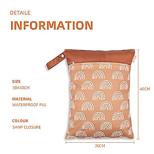 KKTAPOS Wet Dry Bags for Baby Cloth Diapers - Waterproof Reusable Washable Travel Bags, Gym Bag, Pool, Daycare Soiled Baby Items Yoga Gym Bag for Swimsuits & Wet Clothes 3pcs/set (Sun)