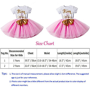 Newborn Baby Girls It's My 1st/2nd Birthday Cake Smash Outfit One Two Year First Birthday Party Tutu Dress for Little Girls Princess Shiny Letter Sequin Bow Polka Dot Tulle Dress Dance Clothes 5#Rose
