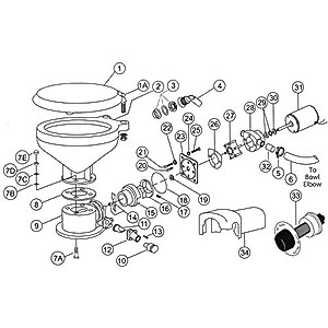 Jabsco 37010-4192 Electric Marine Toilet Regular Bowl 12 Volt Soft Close Boating Head, Blue