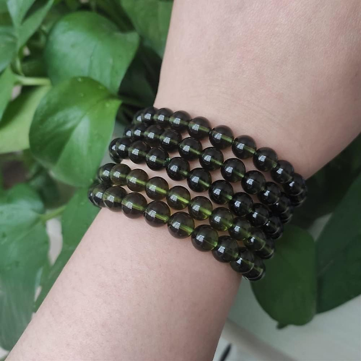 Fovgdio Natural Moldavite Green aerolites Czech Crystal Stone Raw Stone Grinding 8mm Bead Meteorite Bracelet Czech Meteorite Bracelet (Size : 1pcs)