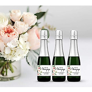 POP the Champagne I’m Changing My Last Name Labels ● SET of 12 ● Bachelorette Party Bridal Shower Bride Squad Mini Champagne Bottle Labels Wine Label Alternative to cards shirts (Blush Floral)
