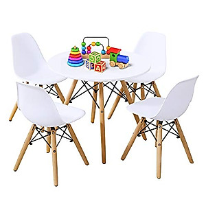 HAPPYGRILL 5-Pieces Kids Table Chairs Set Modern Style Toddler Children Dining Gaming Table Set
