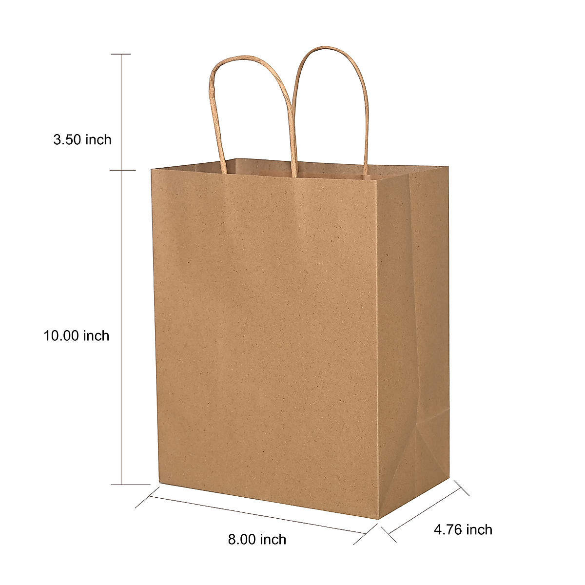 Brothersbox Brown Paper Bags with Handles Bulk 100PCS Kraft Paper Bags, 8 * 4.76 * 10 Inch Medium Craft Paper Gift Bags for Birthday Party Grocery Retail Shopping Business