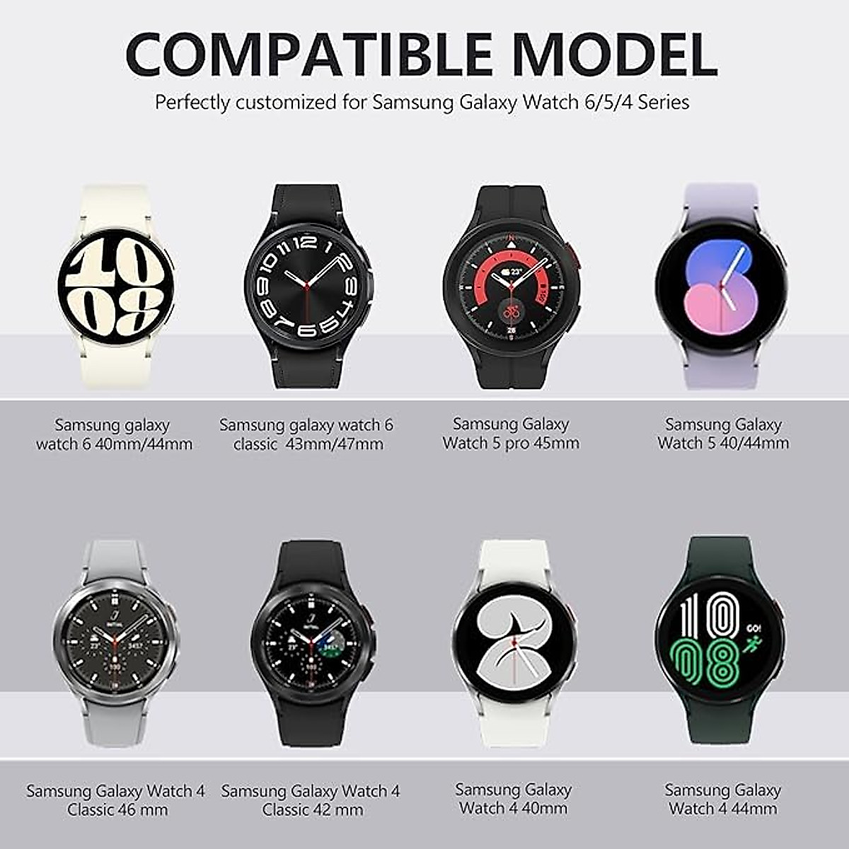 BMINEN Bands Compatible for Samsung Galaxy watch 5 Pro band 45mm/Galaxy Watch 6/5/4Band 44mm 40mm, Soft Silicone Strap Wristbands for Galaxy Watch 6claisc Band 43mm 47mm，watch 3 41mm for Women Men