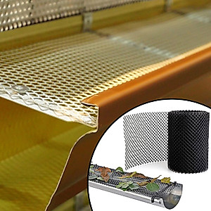 DEYROS Gutter Guard Mesh, 15cm X 6m Gutter Guards Leaf Protectors, Mesh Gutter Safeguard with 15 Fixing Hooks, Blocking Garbage Leaf Prevention Gutter Mesh for Leaves, Twigs and Branches