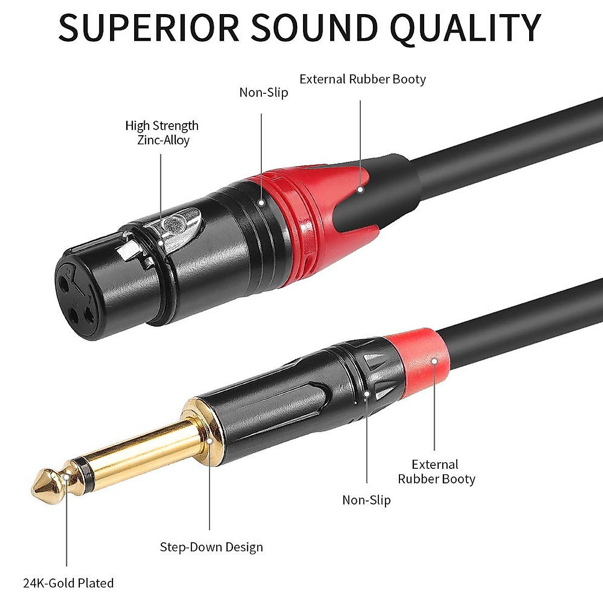 Disino XLR Female to Dual 1/4 inch Y Splitter Cable,Female XLR to Double 6.35mm Mono TS Plug Mic Audio Converter Adapter Cord - 3.3 feet