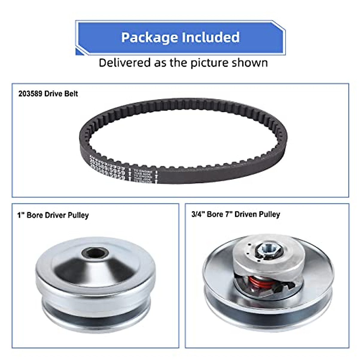 GESEXI 40 Series 1" BORE Go Kart CVT Torque Converter Clutch Kit 1" Bore Driver Clutch + 3/4" Driven Clutch + 203785 Drive Belt Compatible with Comet 40/44 Series for Mini Bike, Go Kart, Lawnmower