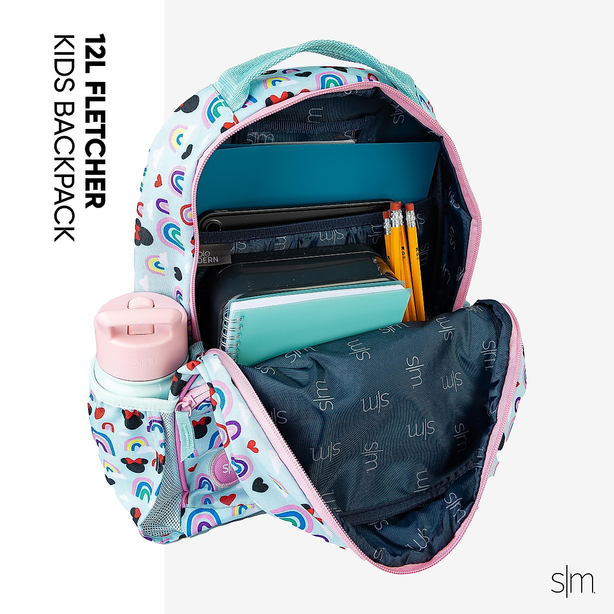 Simple Modern Disney Kids Backpack for School Boys Girls | Kindergarten Elementary Toddler Backpack | Fletcher Collection | Kids - Medium (15" tall) | Princess Rainbows