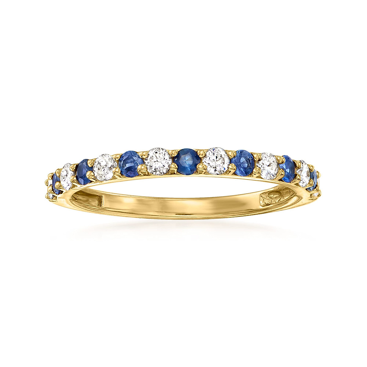 Ross-Simons 0.30 ct. t.w. Sapphire and .24 ct. t.w. Diamond Ring in 14kt Yellow Gold. Size 7