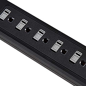 Amazon Basics 6-Outlet Surge Protector Power Strip with 2 USB Ports - 1000 Joule, Black