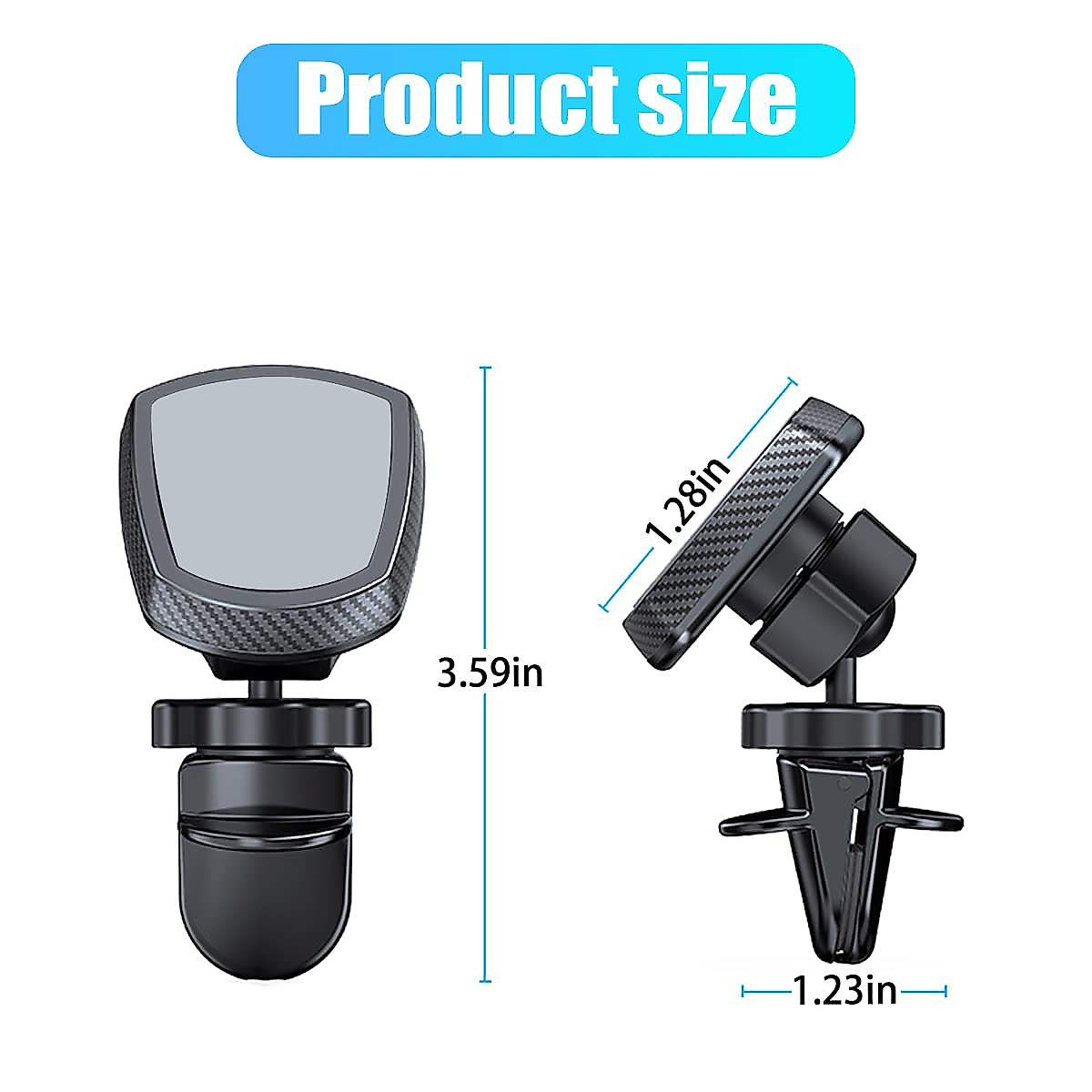 zipelo Car Phone Holder Mount, Magnetic Cell Phone Cradle for Air Vent and Dashboard, Universal Hands Free Suction Cup and Vent Clip, Auto Accessories for All iPhone, Samsung and More (Gray)