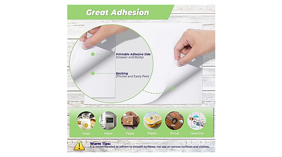 Glossy Sticker Photo Paper - 50 Sheets for Inkjet Printers