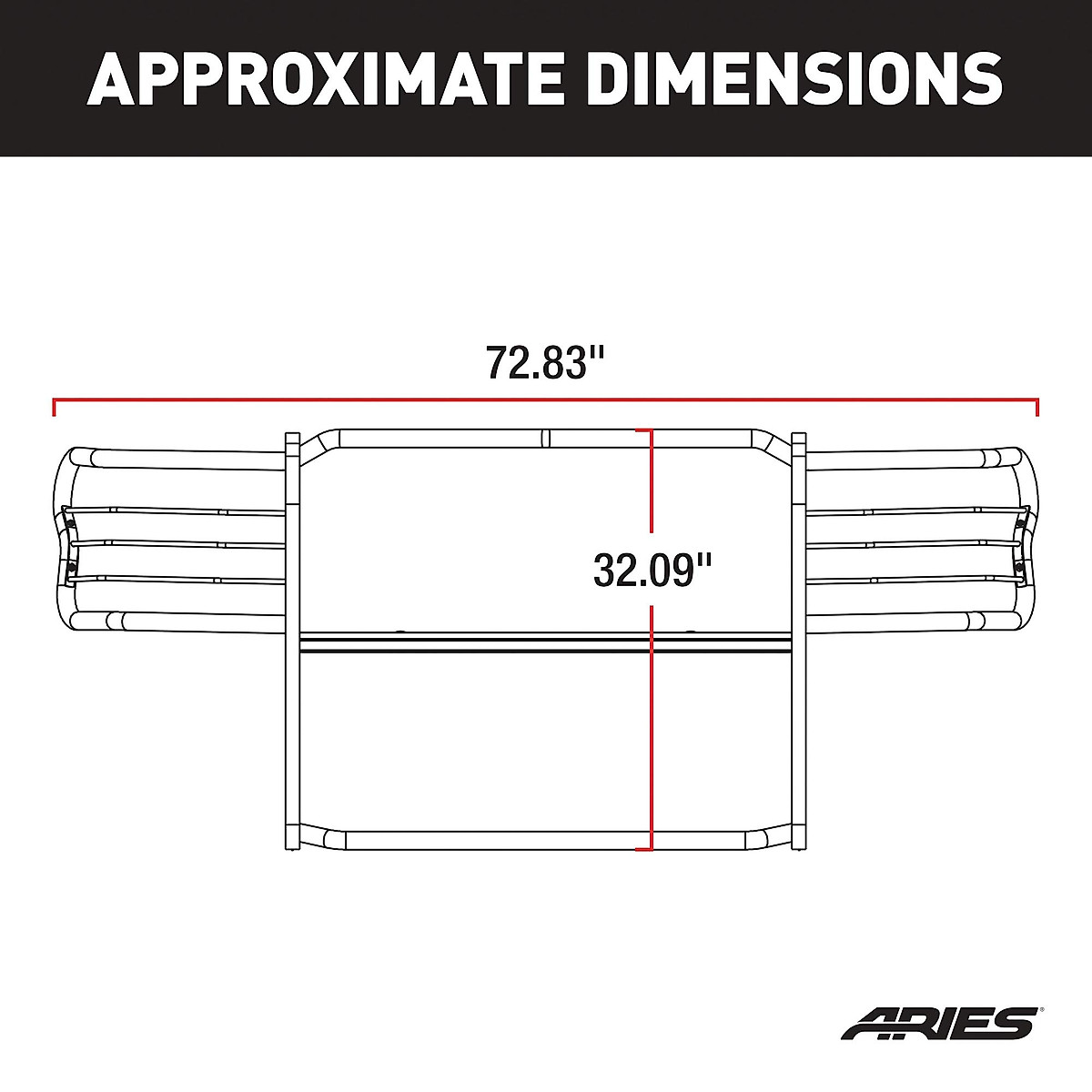 ARIES 6055 1-1/2-Inch Black Steel Grille Guard, No-Drill, Select Honda Ridgeline