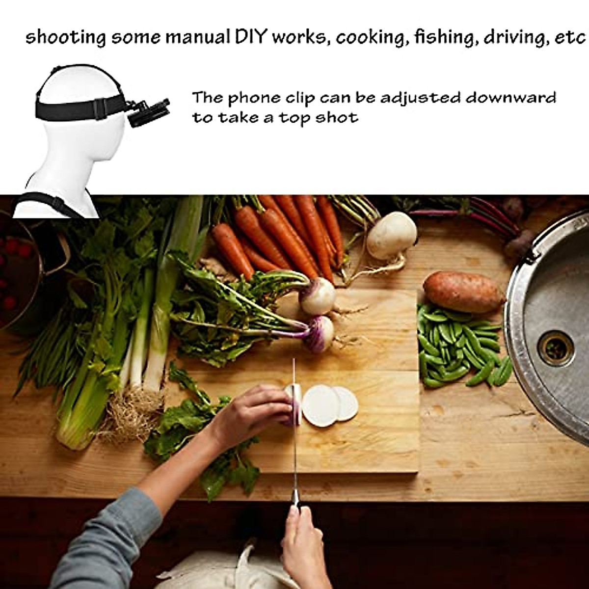 Phone Chest Mount Harness Vest and Head Strap Clip Holder for POV/VLOG, Compatible with iPhone,Samsung,GoPro Hero,DJI Osmo,AKASO and Action Cameras