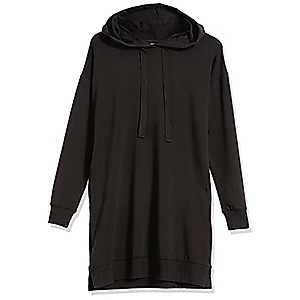 The Drop Women's Iona Long Sleeve Hooded Mini Sweatshirt Dress, Black, XL