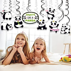 30Ct Panda Hanging Swirl Decorations Panda Ceiling Hanging Swirl Decorations for Girls Boys Kids Home,Classroom Baby Showers Birthday Party Supplies Panda Bear Party Supplies