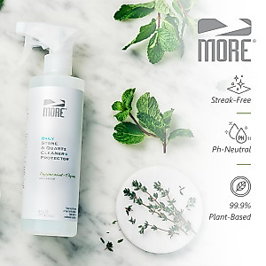 MORE Stone & Quartz Cleaner + Protector - Water-Based Surface Spray - Granite, Quartz & Marble Cleaner - For Kitchen & Bathroom Countertops & Floors - Peppermint-Thyme Essential Oil - Pint (16oz)