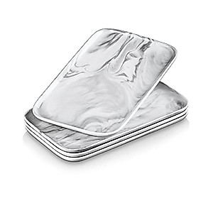 MALACASA Serving Platter, 12in Porcelain Serving Dishes, Rectangular Serving Tray for Entertaining Parties, Platters for Serving Food, Sushi, Appetizer, Dessert, 11.9x7.1, Set of 4, Series PLAT-GREY