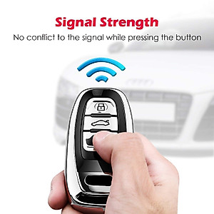 Tukellen for Audi Key Fob Cover Case,Premium Soft TPU 360 Degree Full Protection Key Shell Key Case Compatible with Audi R8 Q5 Q7 S3 S4 S5 S6 S7 S8 SQ5 RS5 RS7 A4 A5 A6 A7 A8 Keyless Entry (Silver)