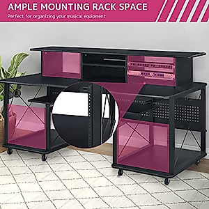 Acme Furniture Metal and Wooden Music Desk with Wheels, Black