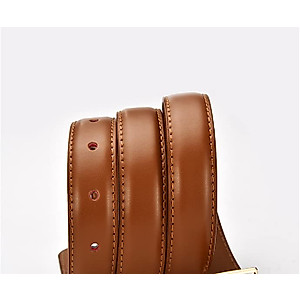 SPOMUNT Womens Classic Double Ring Buckle Design Leather Dress Belt，Fashion Belt for Jeans Pants (Brown, 105cm(Fits pants size 25"-33"))