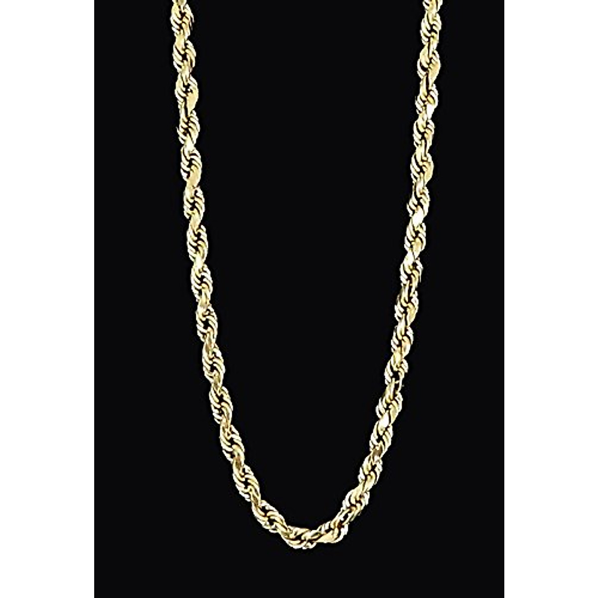 Yellow Gold Diamond Cut Rope Chain Real Solid 10k 16" to 28", 4.0mm (22)