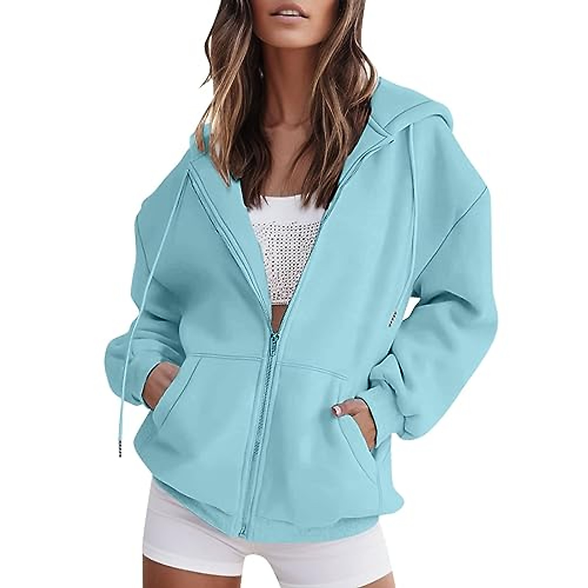 Women's Fashion v Neck Cut Out Sweater Sherpa Bomber Jacket Women Black Crop top Hoodie Blue Hood with Fur Black Winter Coat with Fur Womens Workout Tops for Women Hiking Jacket Women Knitted Women