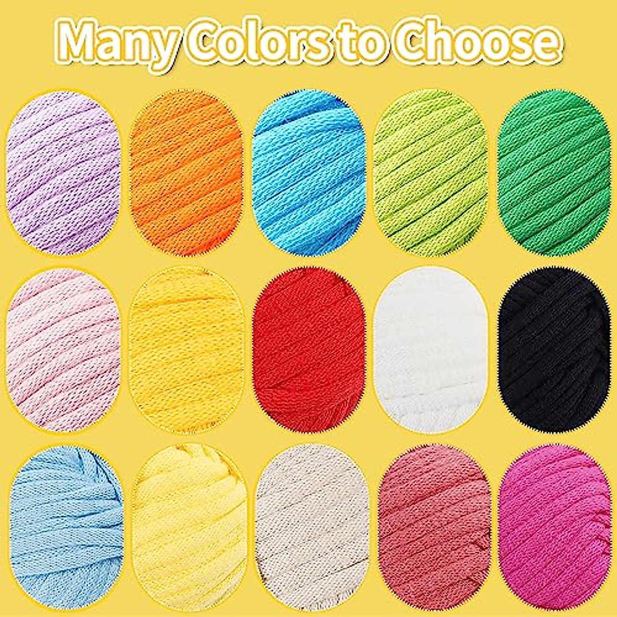 Crochet and Knitting Yarn for Beginners 3x1.76oz Yarn for Crocheting with Easy-to-See Stitches Chunky Cotton-Nylon Blend Easy Yarn Kit for Beginner Crocheting Set 262 Yards, Yellow&White&Orange