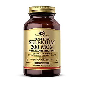Solgar Yeast-Free Selenium 200 mcg, 250 Tablets - Supports Antioxidant & Immune System Health - Non-GMO, Vegan, Gluten Free, Dairy Free, Kosher - 250 Servings, Unflavored, Standard Packaging