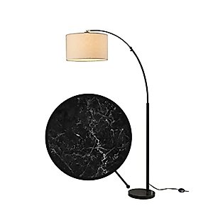FENLO 75" Arc Floor Lamps For Living Room, Marble Standing Lamp for Bedroom, Adjustable Arched Floor Lamps, Tall Floor Lamp For Office, Luxurious Living Room Lamps, Tall Lamps For Bedroom - Finn Black