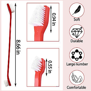 Apatal 100Pcs Dog Toothbrush Dual Headed Puppy Tooth Brushing Kit Long Handle Soft Grooming Pet Dental Brushes Convenient Double Sided for Pets Cat Puppy Teeth Brush Cleaning Oral Care Supplies -Red