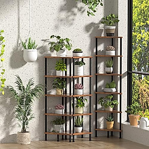 Homedawn 5-Tier Corner Shelf & 5-Tier Ladder Shelf with Steel Frame