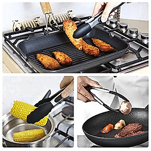 Kitchen Tongs, Set of 3 Silicone Tongs for Cooking, Stainless Steel Metal Food Tongs with Non-Stick Silicone Tips, for Food Grill, Salad, BBQ, Frying, Serving (7",9",12")