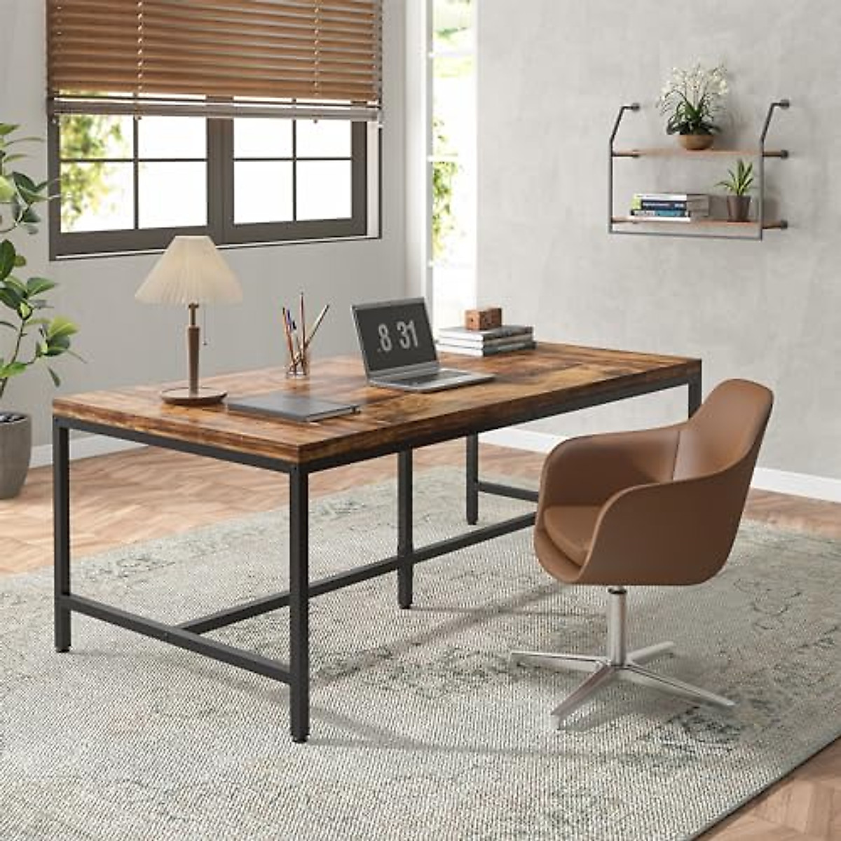Tribesigns 63 Inches Executive Desk Large Computer Desk Office Desk with Thicken Frame for Home Office, Modern Simple Workstation Medium 6FT Conference Table, Meeting Table