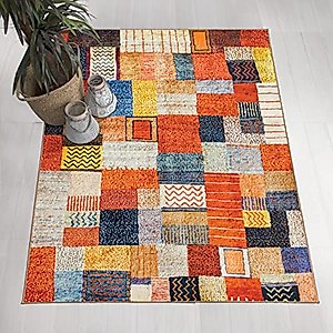 My Magic Carpet Washable Rug - Non-Slip, Stain Resistant, Waterproof, Foldable - 1 Piece Accent Living Room & Bedroom Area Rug - Pet & Kid Friendly (Patchwork Multicolor, 5X7 ft)