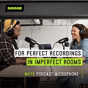 Shure MV7X XLR Podcast Microphone - Pro Quality Dynamic Mic for Podcasting & Vocal Recording, Voice-Isolating Technology, All Metal Construction, Mic Stand Compatible, Optimized Frequency - Black