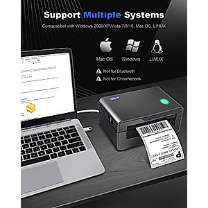 POLONO Thermal Label Printer, PL60 4x6 Label Printer for Shipping Packages, Thermal Label Maker, Compatible with Amazon, Ebay, Etsy, Shopify, FedEx, UPS, etc, Support Windows, Mac, Linux (Gray)