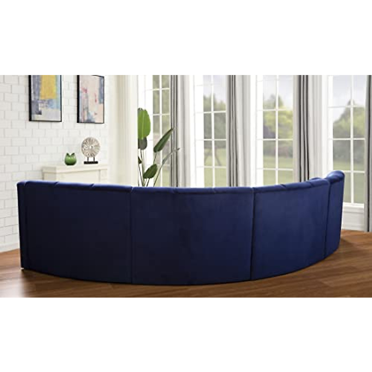 Legend Vansen Velvet Floor Sofa 4 Seats Symmetrical Modular Legless Curved Round couches Sectional, 153", Blue