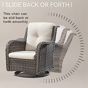 MeetLeisure Outdoor Swivel Rocker Wicker Chair, High Back Swivel Patio Chairs Wicker Furniture, 1PC Rattan Swivel Rocking Chair with OIefin Cushions(Mixed Grey/Beige)